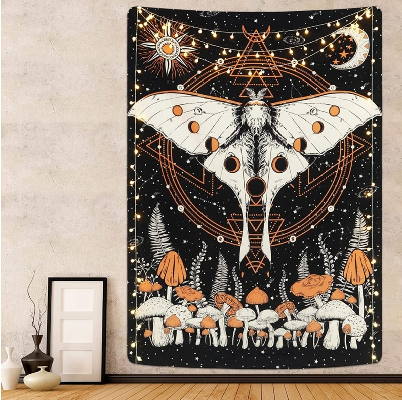 Psychedelic Tapestry Moth Butterfly Tapestry Sun Moon Tapestries Solar ...