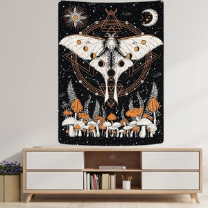 Psychedelic Tapestry Moth Butterfly Tapestry Sun Moon Tapestries Solar ...