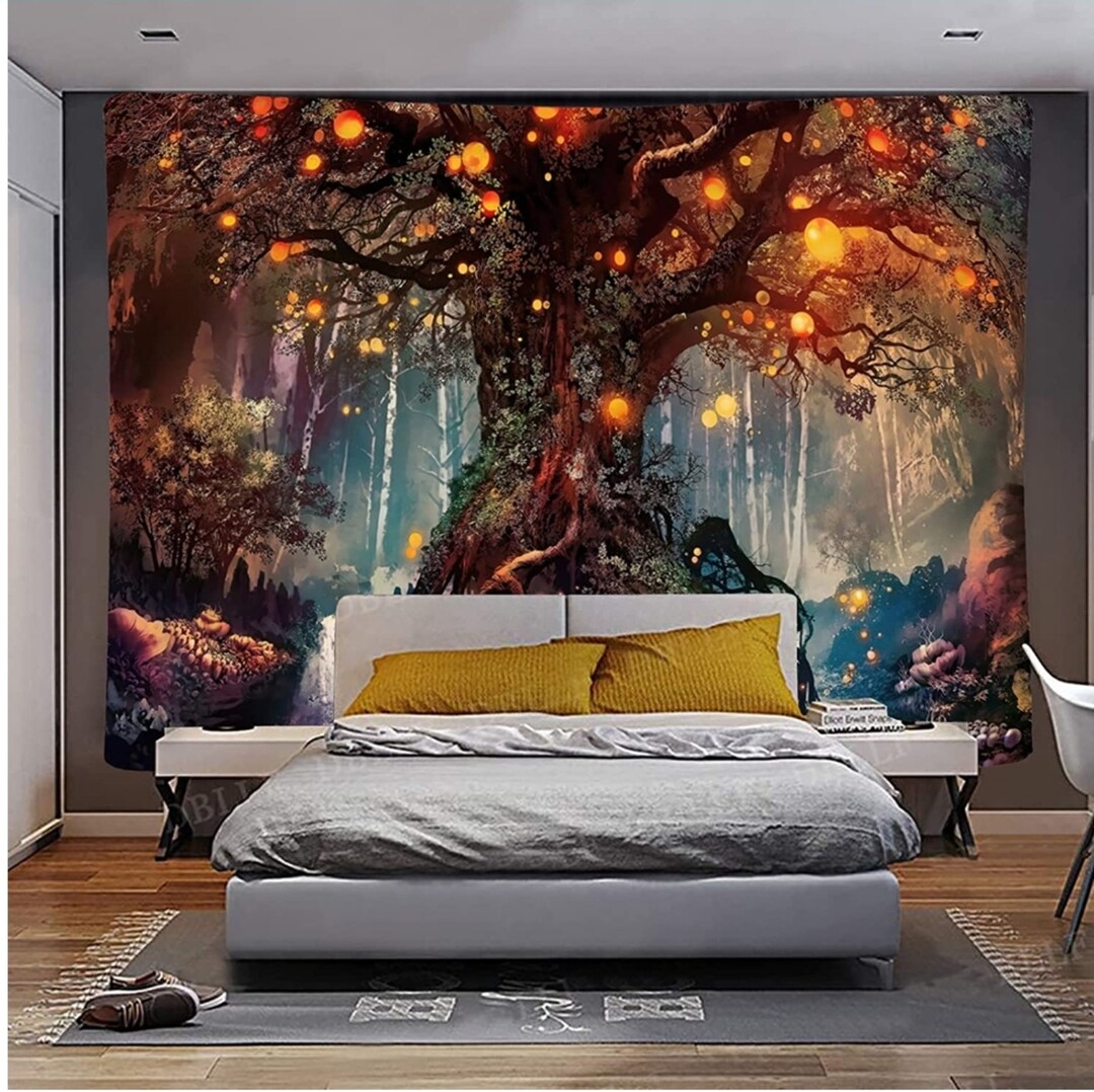 Magical Forest Tapestry Life Tree Tapestry Trippy Wall Tapestry Wall ...