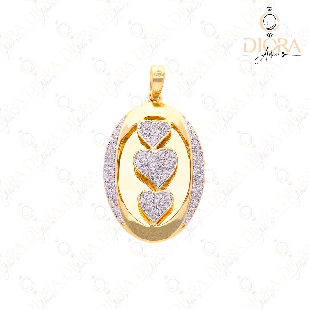 10kt Yellow Solid Gold Heart Memory Frame Pendant, 0.42cts EGL Lab ...