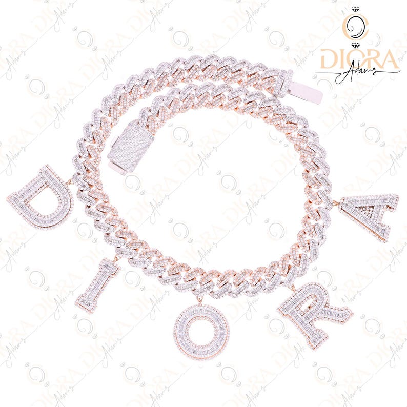 Two-tone S925 Cuban Link Necklace – 18" Rose & White Gold Plated Chain ...