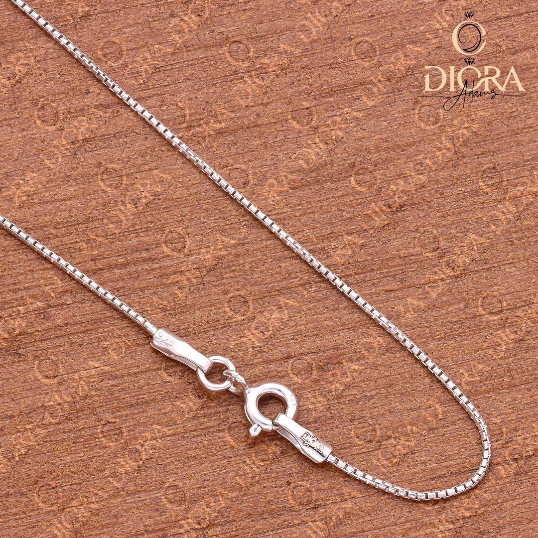 Venetian Chains • 925 Sterling Silver Box Chain 0.90mm Width • Dainty ...