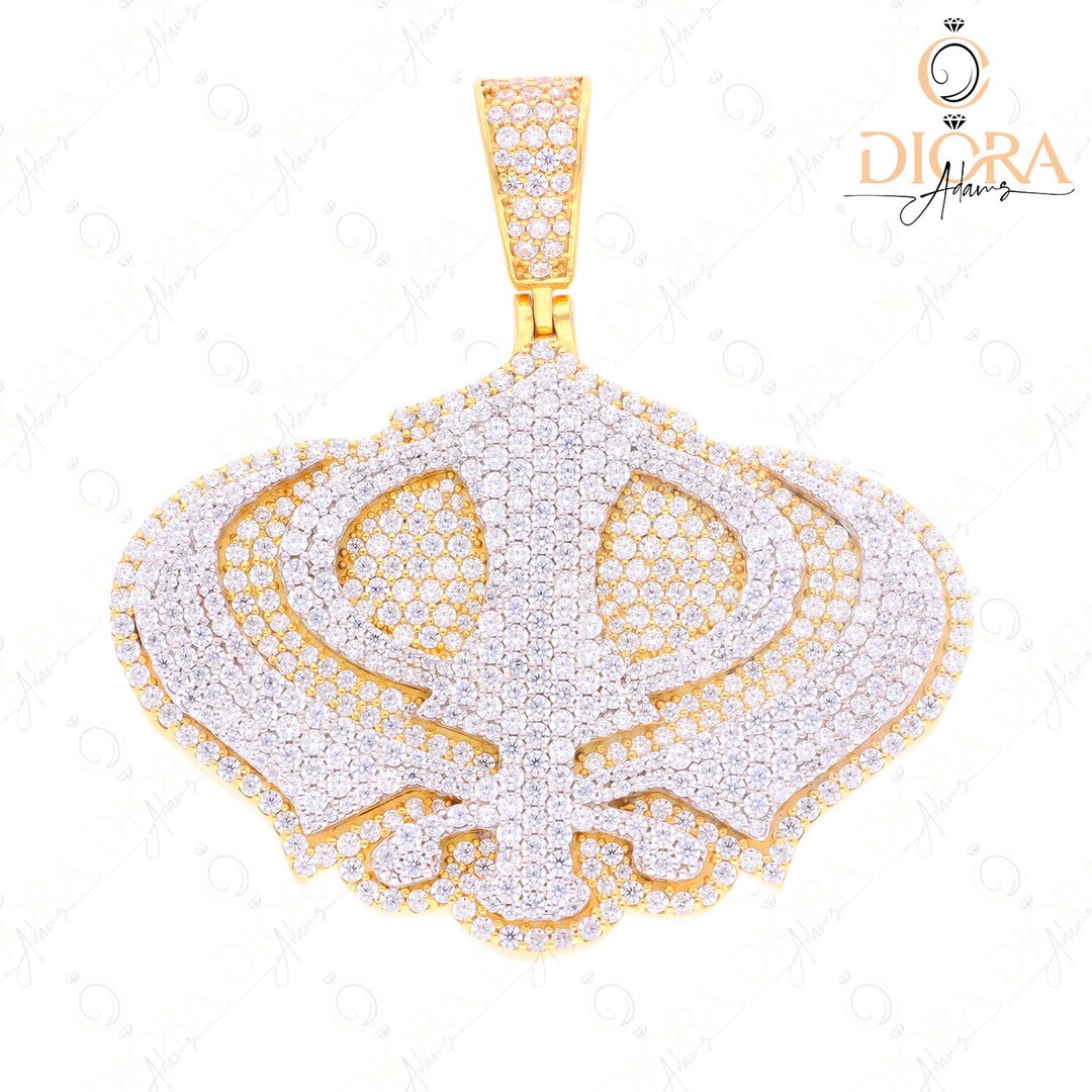 Sterling Silver Religious Khanda Pendant• Yellow & Gold-plated Pendant ...