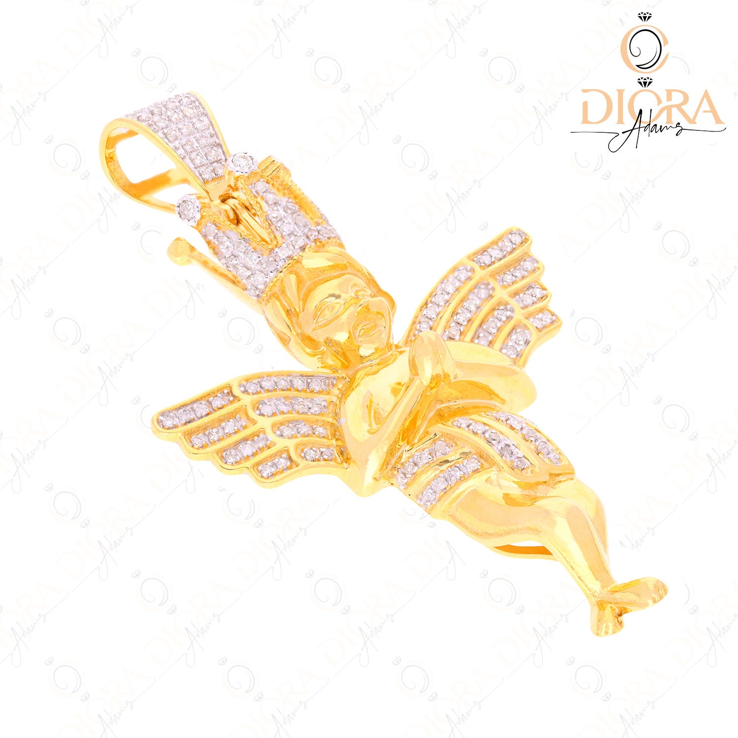 Baby Angel Crown Necklace Iced Out Baby Angel Praying - Etsy