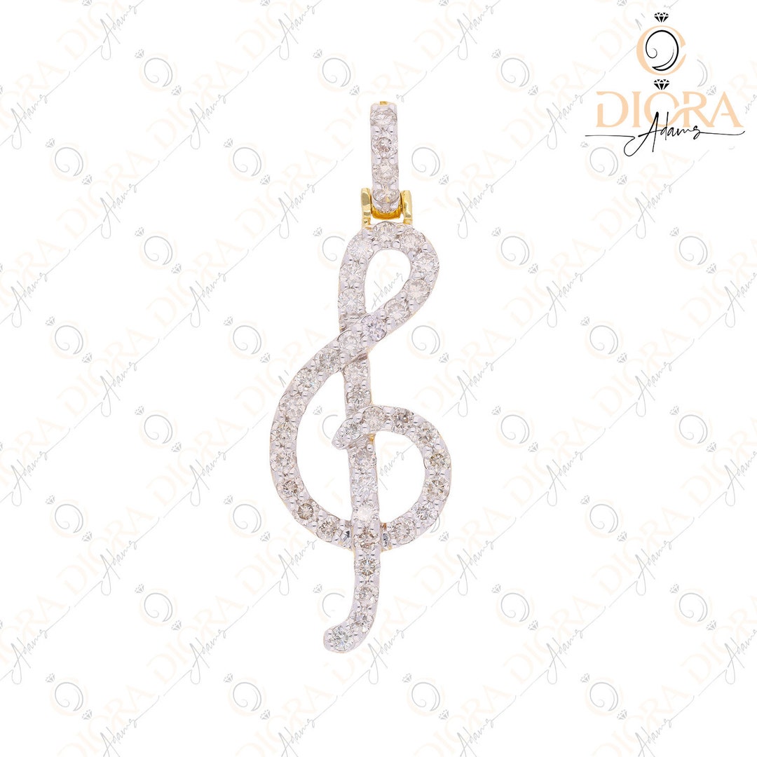Solid Gold Diamond Treble Clef Pendant – Handmade Musician Jewelry - Etsy
