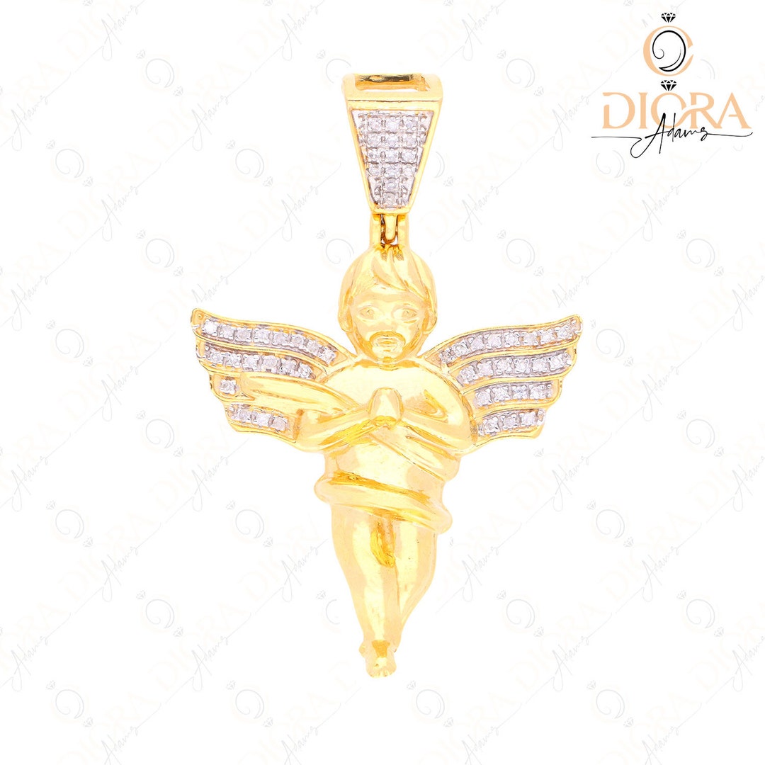 Praying Baby Angel 10 Karat Solid Gold Angel Wing Baby - Etsy