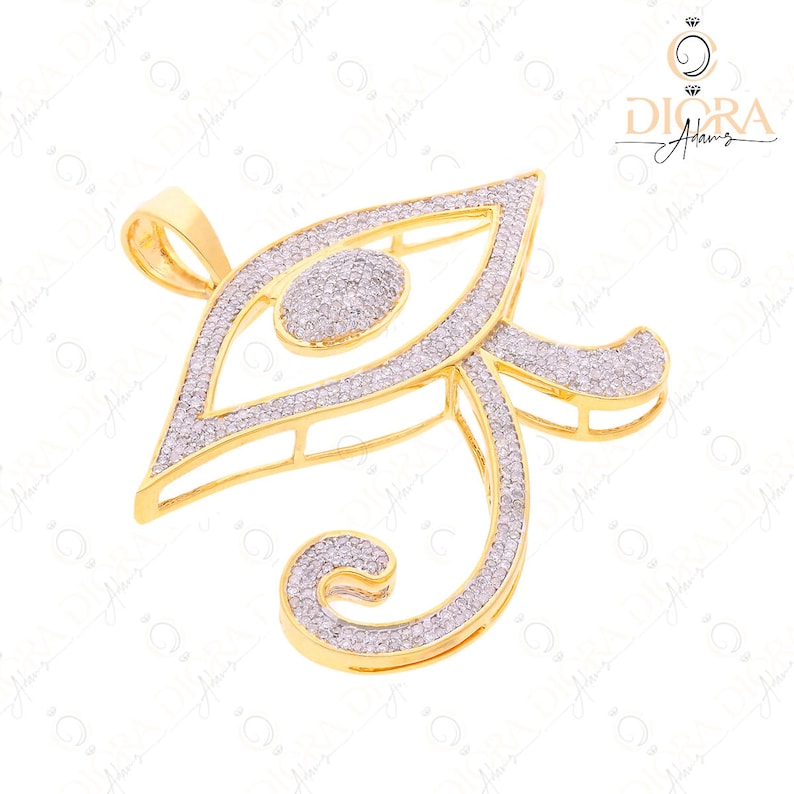Eye of Ra Gold Pendant, 1.01cts Natural Diamonds, Single Cut Pave ...