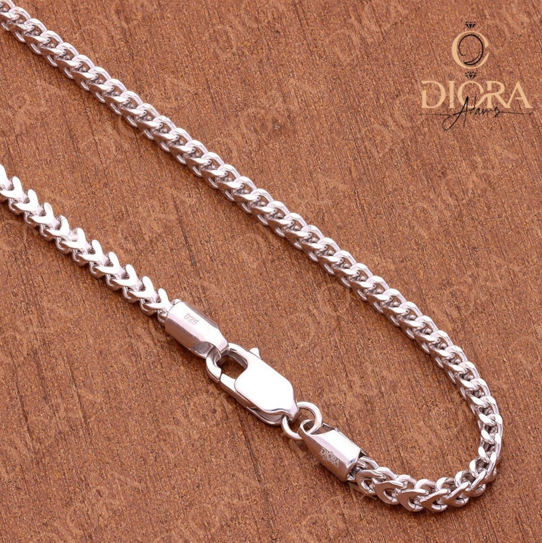 2.55mm Franco Chain Necklace, 925 Sterling Silver Franco Necklace Chain ...