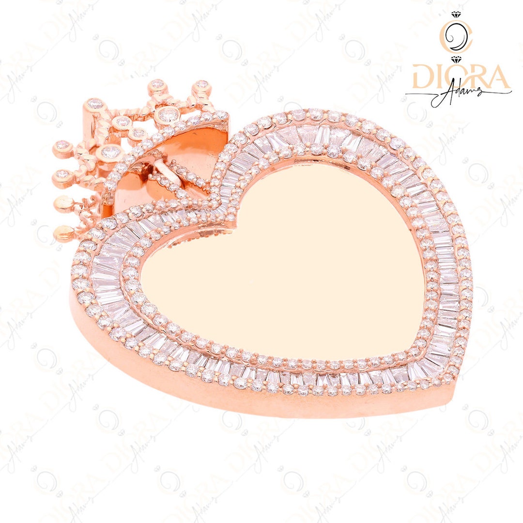 10K / 14K Rose Gold Heart Pendant Crown Loop, 3.90cts EGL Lab Certified ...