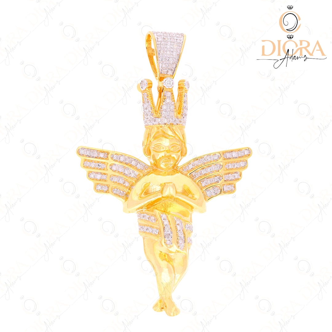 Baby Angel Crown Necklace Iced Out Baby Angel Praying - Etsy