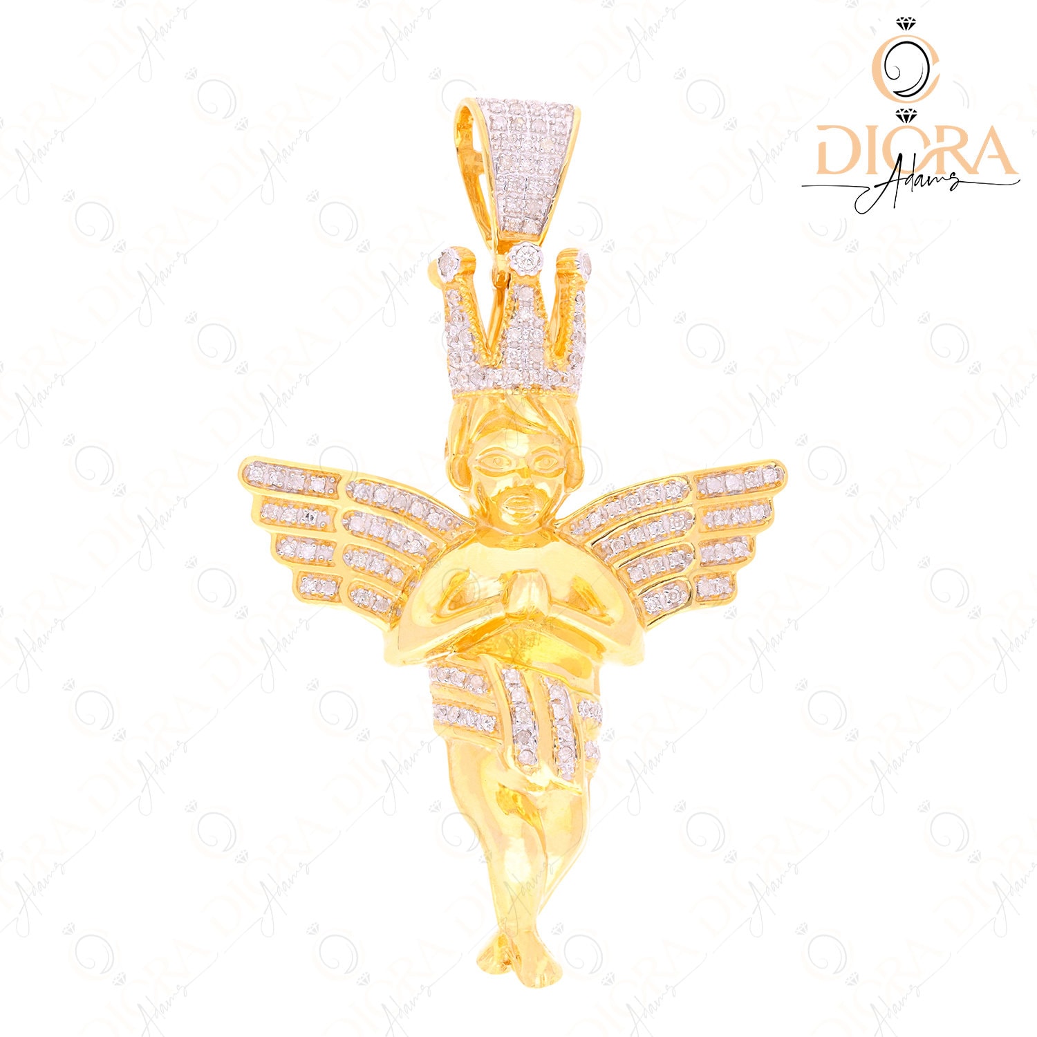 Baby Angel Crown Necklace Iced Out Baby Angel Praying - Etsy