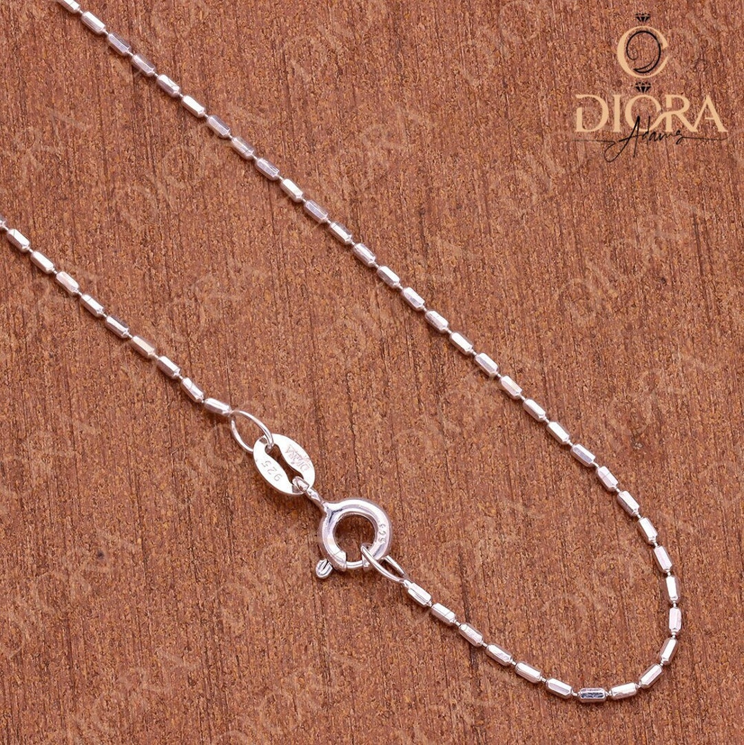 925 Sterling Silver 1.0mm Thick Barrel Chain, Italian Chain, Diamond ...