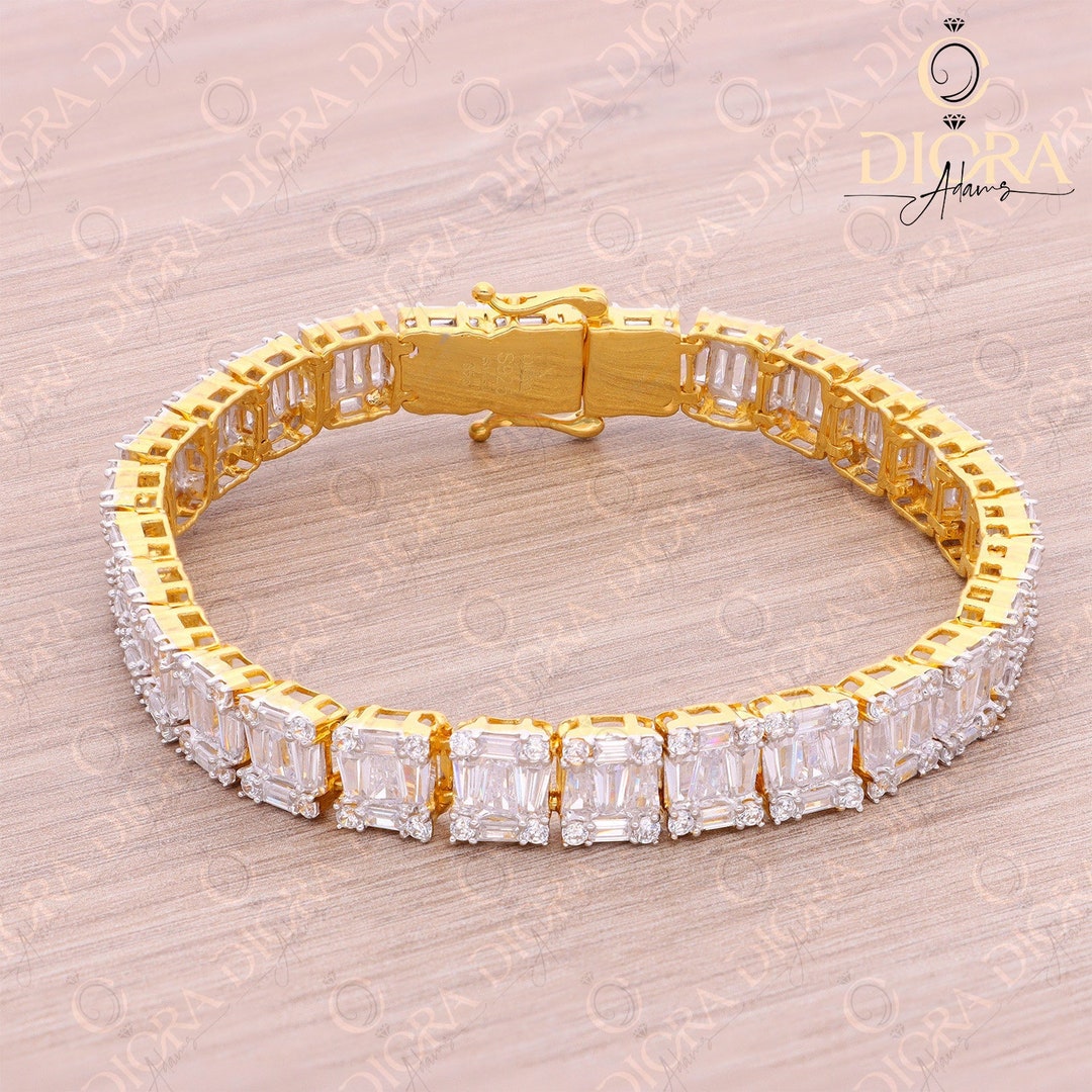 Buy S925 8" Stylish and Elegant Baguette Tennis Link Bracelet for a Timeless Look - Daily Wear ...