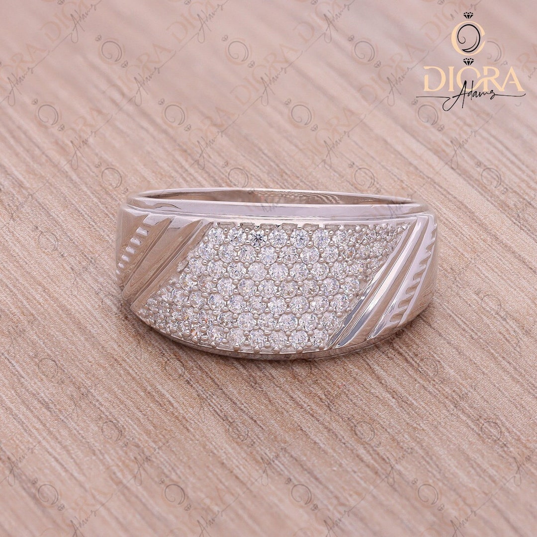 Mens 925 Silver Ring • Men's Band • Remarkable Men's Engagement Ring • Diamond Wedding Ring • 0 ...