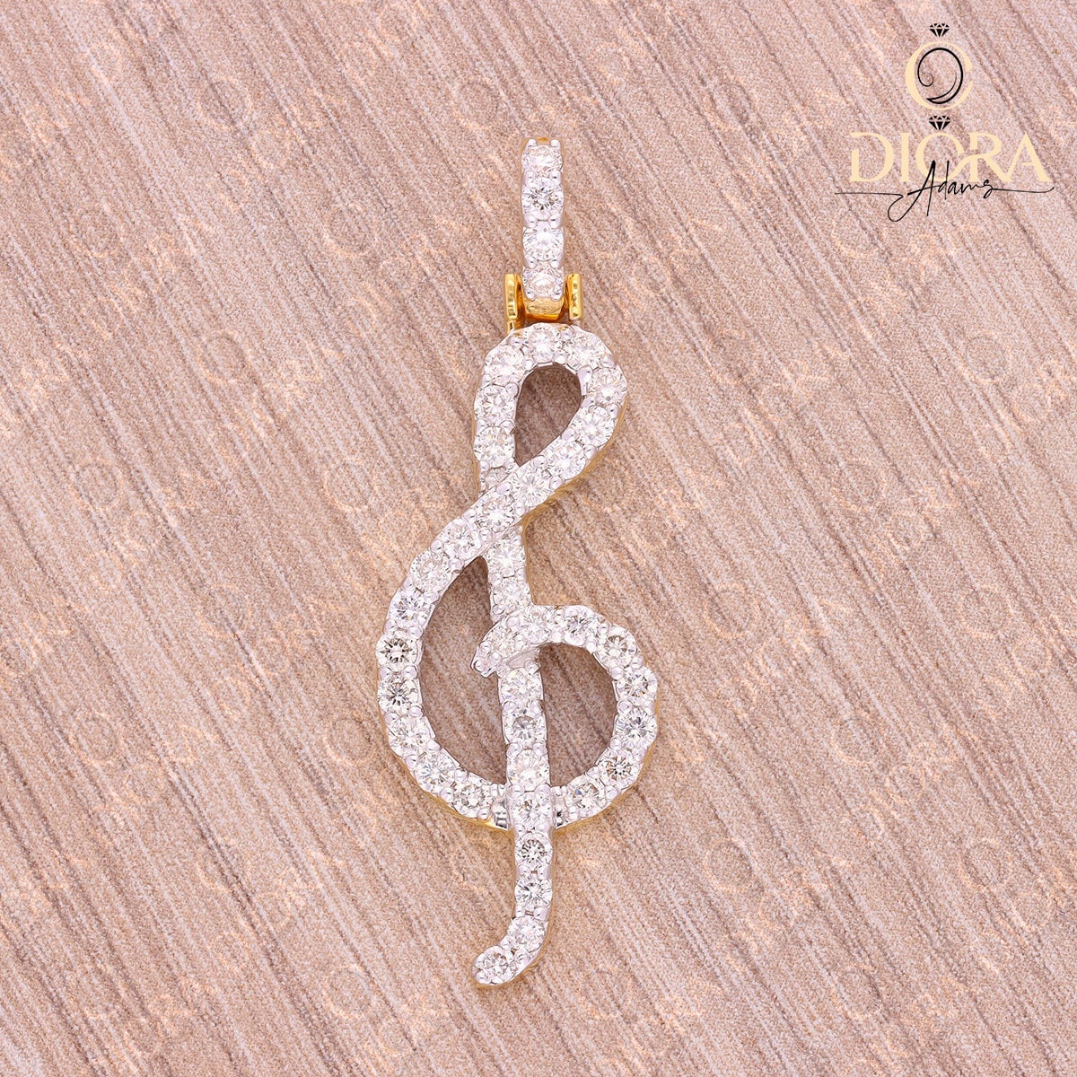 10kt Gold Diamond Music Note Pendant Yellow Gold Treble Clef - Etsy