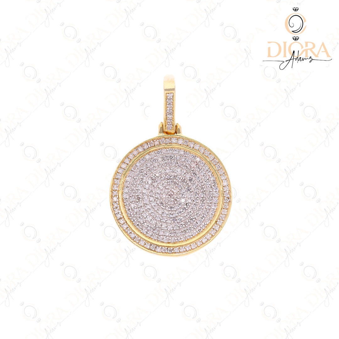 Iced Diamond Medallion Pendant – 10k/14k Gold Hip Hop Circle - Etsy