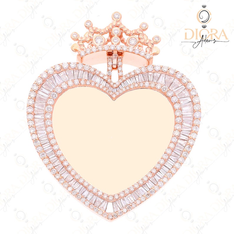 10K / 14K Rose Gold Heart Pendant Crown Loop, 3.90cts EGL Lab Certified ...