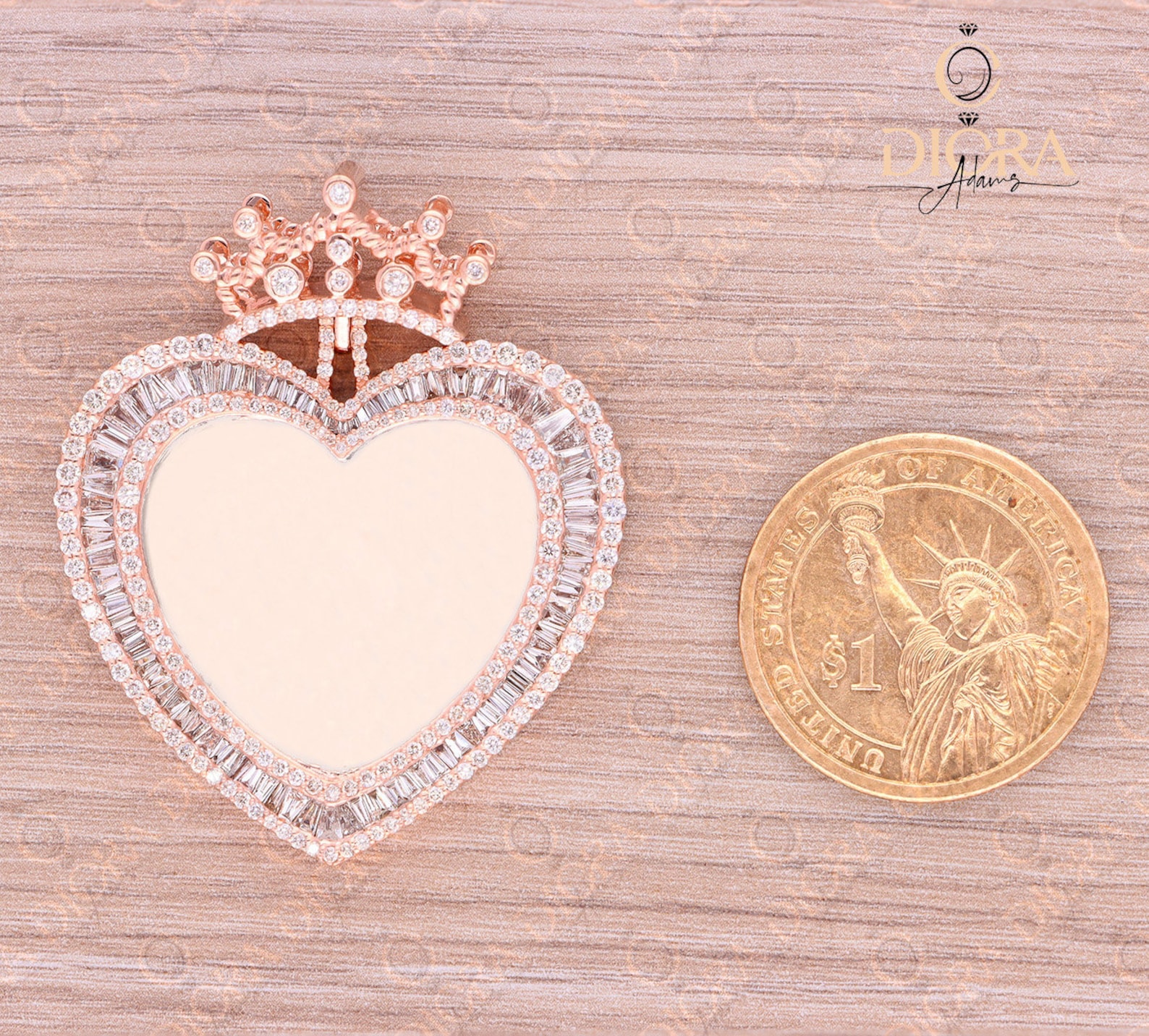 10K / 14K Rose Gold Heart Pendant Crown Loop 3.90cts EGL Lab - Etsy