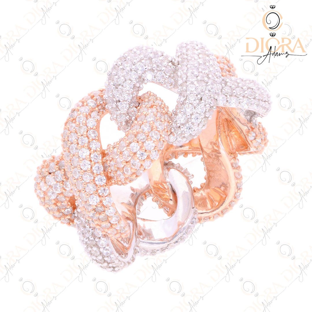 S925 Two Tone Infinity Link Engagement Ring - Full Eternity Wedding ...