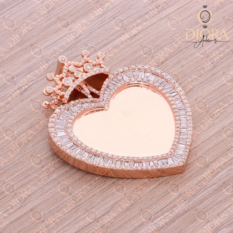 10K / 14K Rose Gold Heart Pendant Crown Loop 3.90cts EGL Lab - Etsy