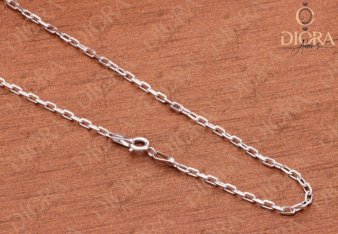 925 Sterling Silver Paper Clip Chain 0.80mm Width, Dainty Chain With ...
