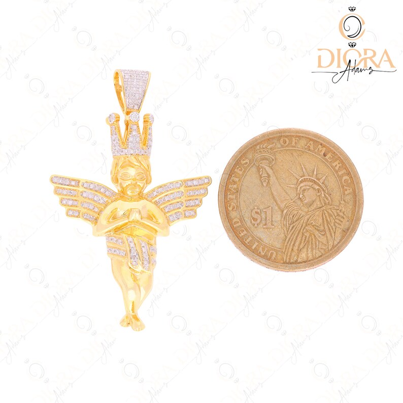 Baby Angel Crown Necklace Iced Out Baby Angel Praying - Etsy