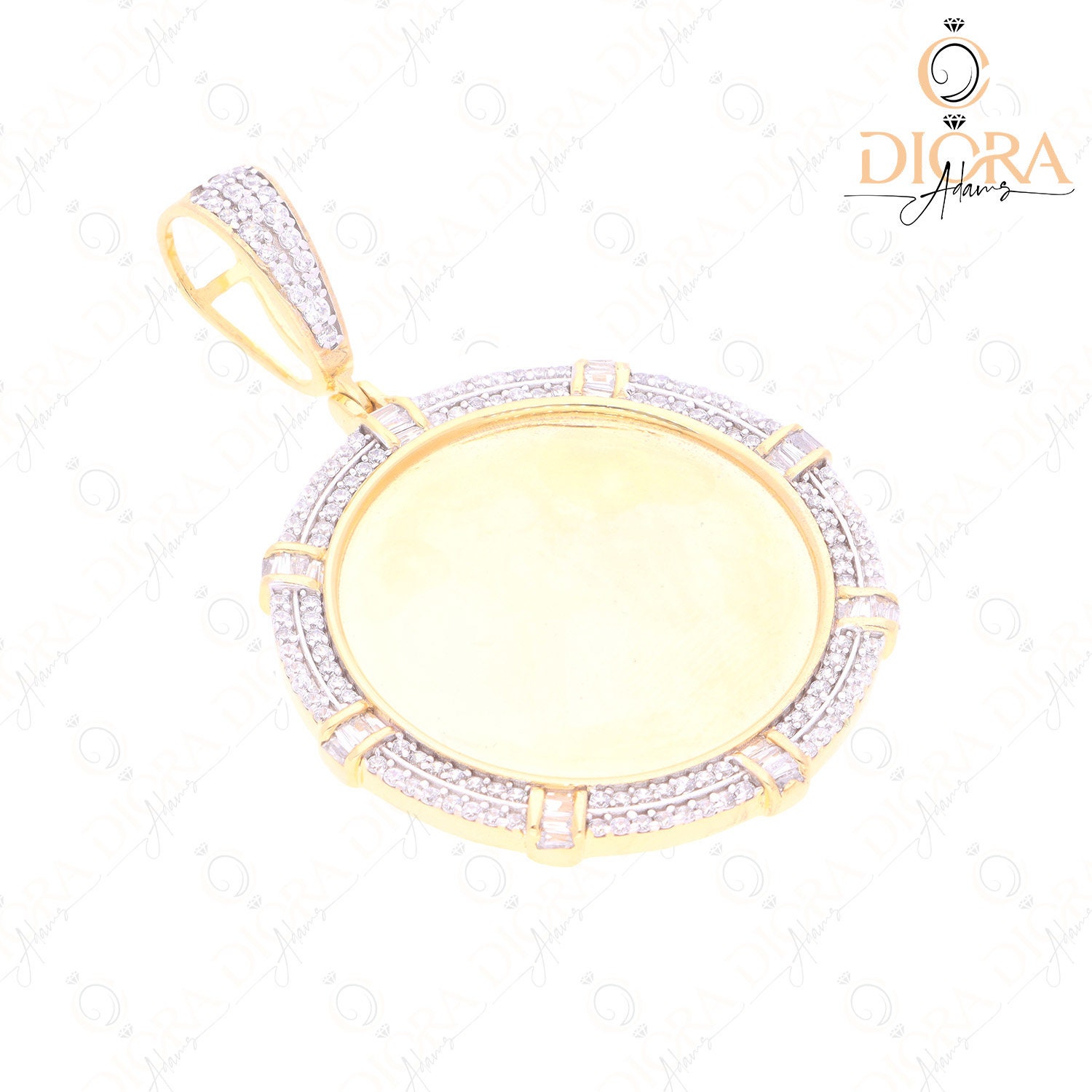 Memory Frame Pendant S925 Yellow Gold Plated - 2.22cts Simulated ...