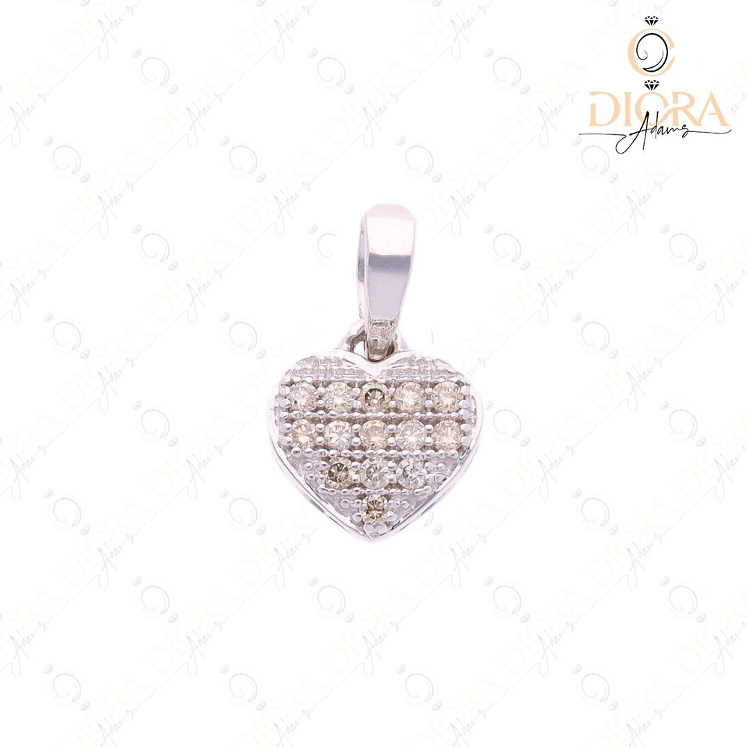 10K White Gold Heart Charm Pendant, 0.05cts Natural Diamond Love ...