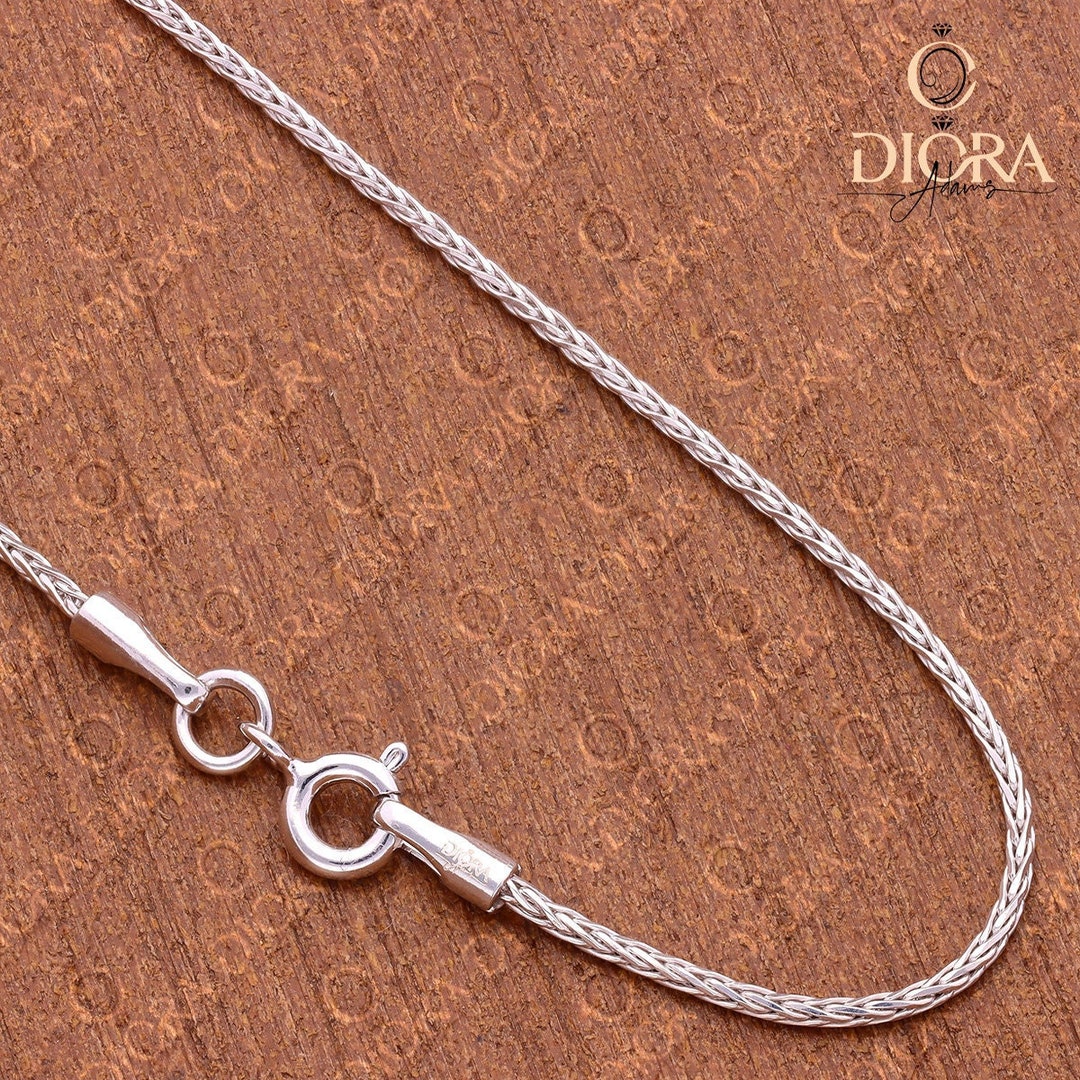 Wheat Chain Necklace 925 Sterling Silver Spiga Chain 1.20mm Thick ...
