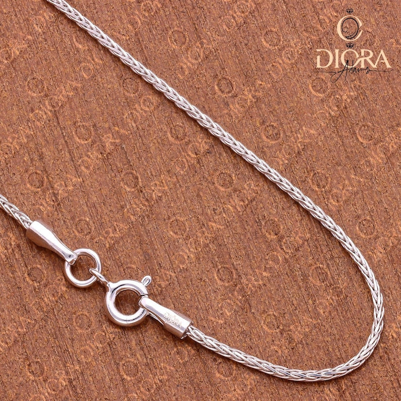 Wheat Chain Necklace 925 Sterling Silver Spiga Chain 1.20mm Thick ...