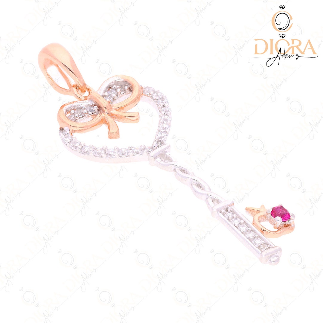 Two Tone Key Pendant • S925 Rose & White Gold Plated Life of Key ...
