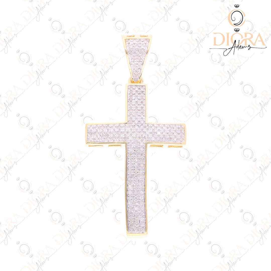 Solid Gold Ankh Pendant – Natural Diamond Jesus Cross – Iced Out Hip ...
