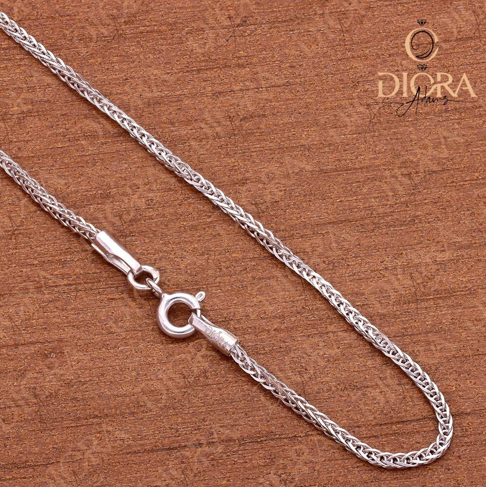 Silver Wheat Necklace Chain 1.20mm Width, 925 Sterling Silver Dainty ...
