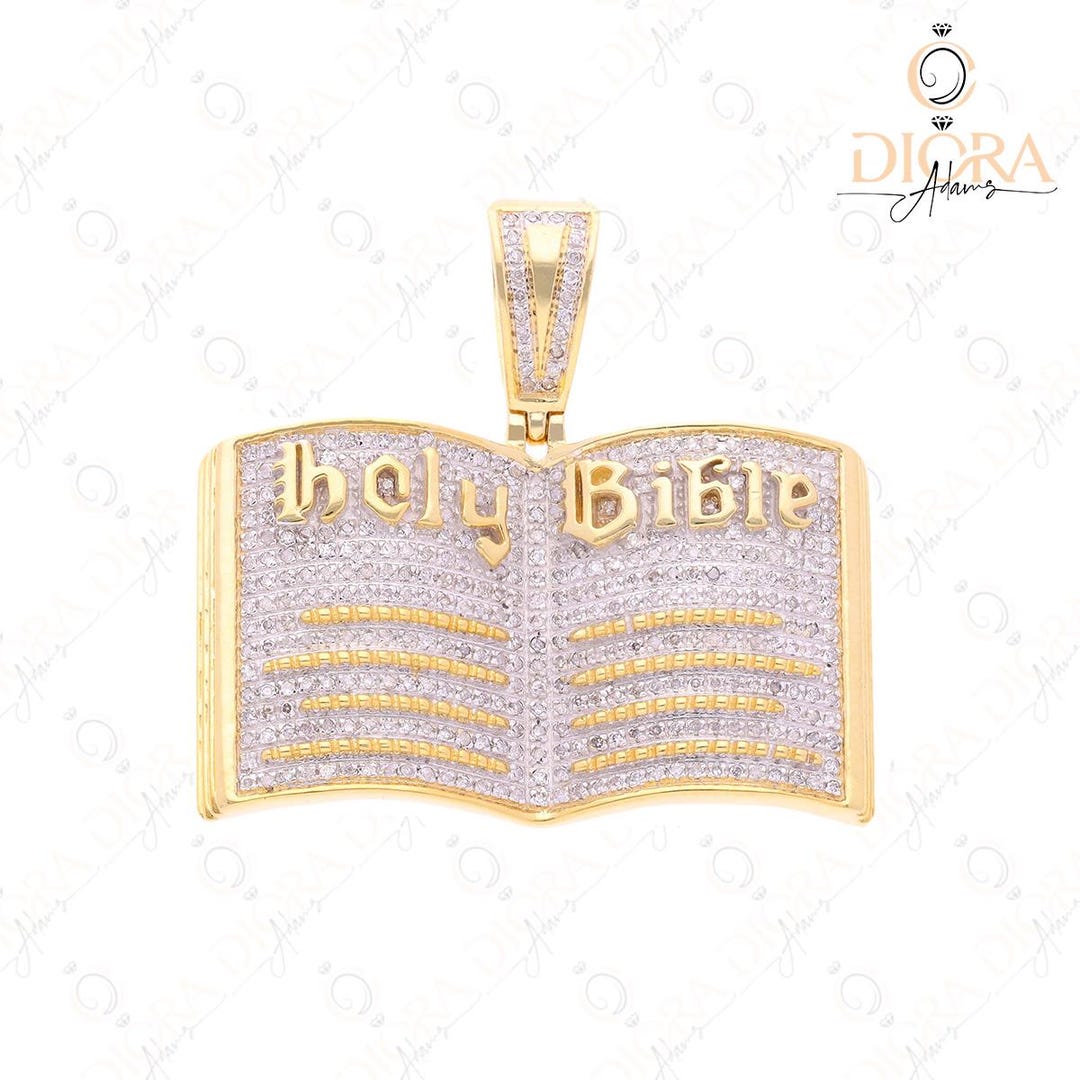 Solid Gold Bible Pendant - Real Diamond - EGL Certified - Religious ...