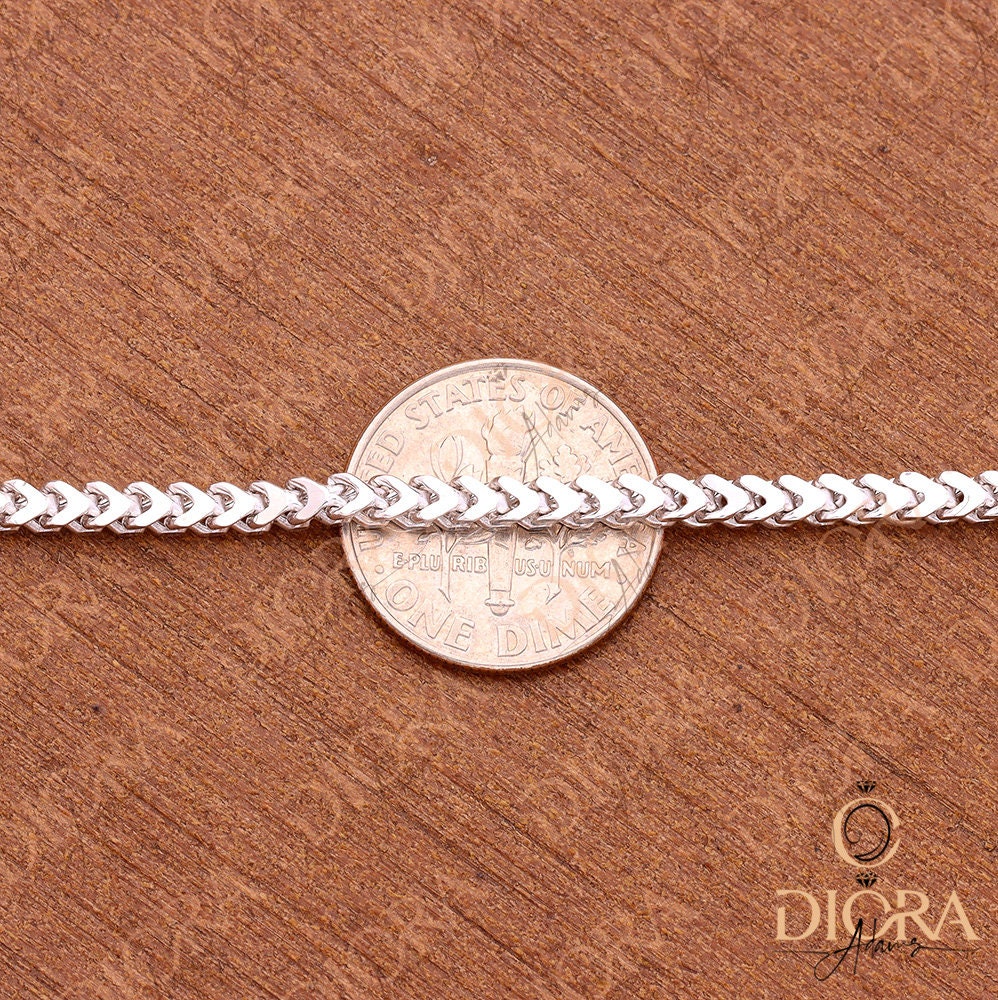 2.55mm Franco Chain Necklace, 925 Sterling Silver Franco Necklace Chain ...