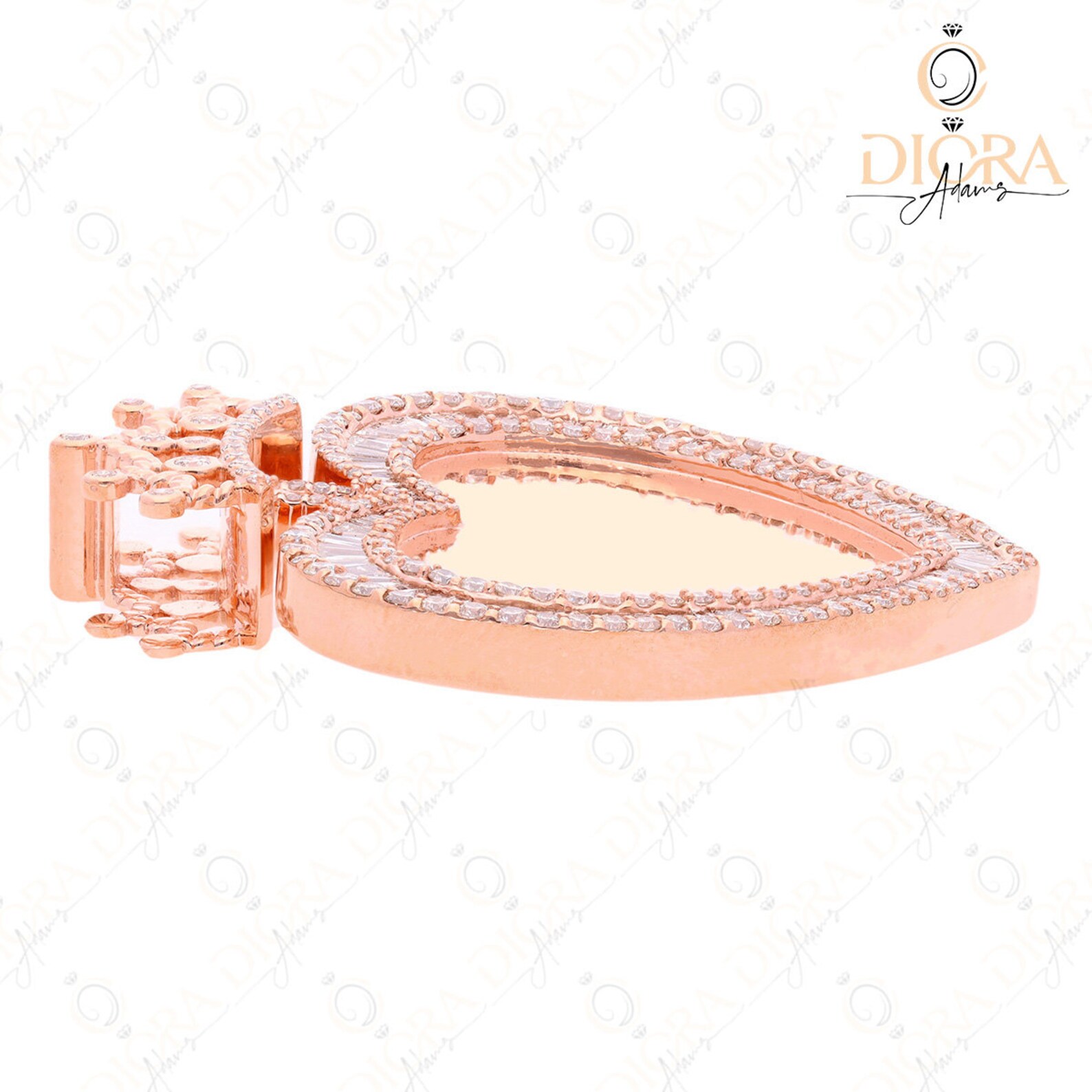 10K / 14K Rose Gold Heart Pendant Crown Loop, 3.90cts EGL Lab Certified ...