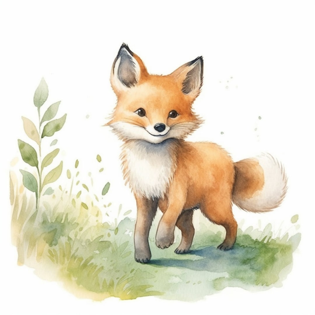 Niedlicher Fuchs in Aquarelle für dein Kinderzimmer: kunstvoller ...