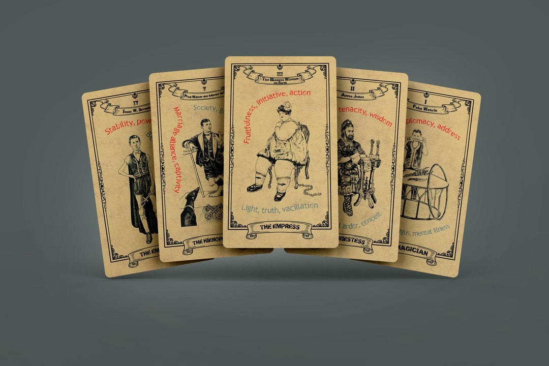 PDF Printable Tarot Cards Victorian Freak Show Tarot Cards Deck With ...