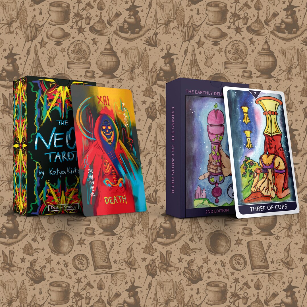 Neon Tarot Earthly Delight Tarot Cards Deck Tarot With Guide Book 78 ...