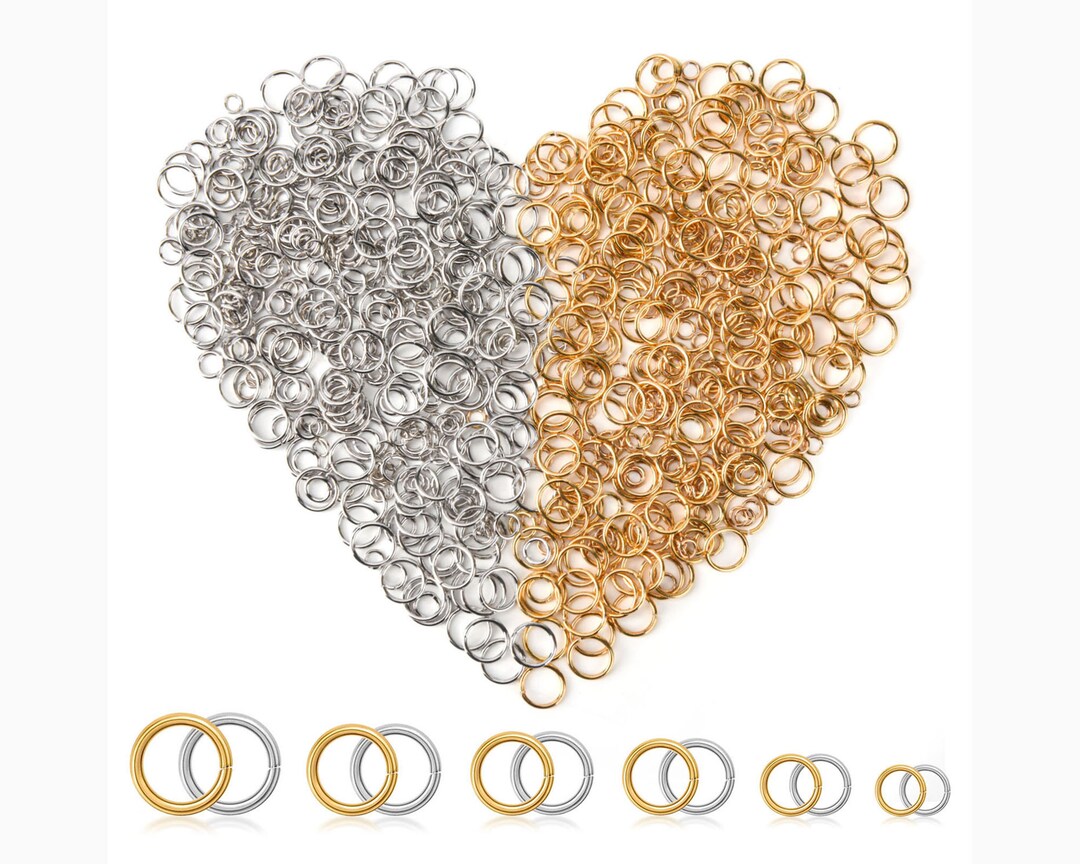 18K Gold Filled Open Jump Rings,3/4/5/6/7/8mm Gold O Ring Connectors ...