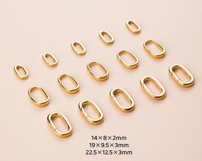 18K Gold/silver Filled Clasp,oval Carabiner Clasp,spring Clasp,round ...