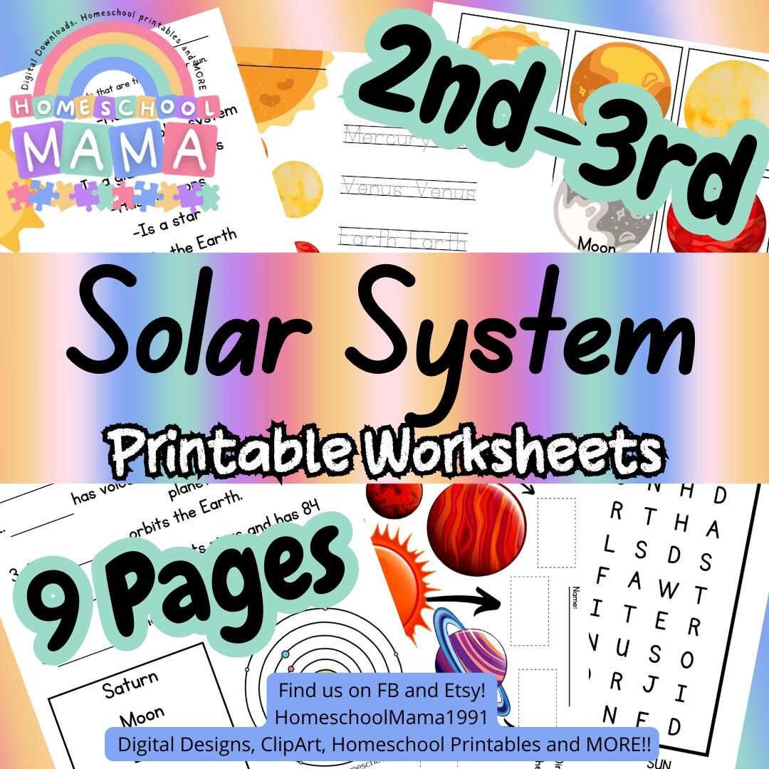 Worksheet Printables Homeschool Curriculum Solar System Grades 2 to ...
