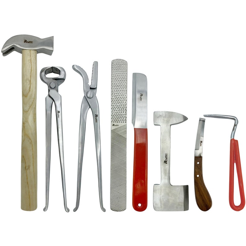 Royalian Horse "8pcs" Farrier Hoof Trim Tool Kit With Leather Carry Bag ...