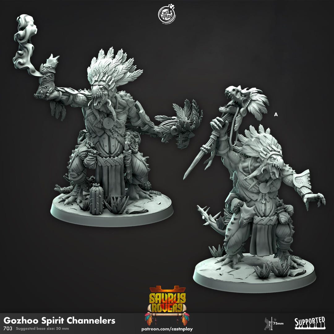 Saurian Shaman - Multiple Poses - Dnd Miniatures 32mm 8K Resin - TTRPG ...