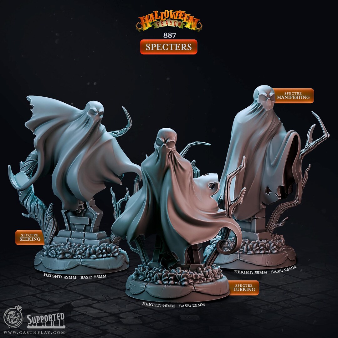 Specters - Halloween - Multiple Poses - Dnd Miniature 32mm 8K Resin ...