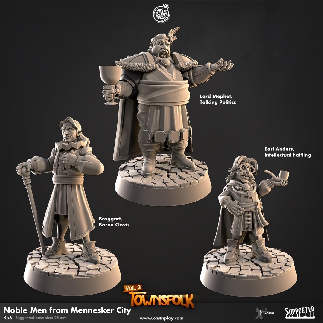 Noble Men 2 Multiple Poses Dnd Miniatures 32mm 8K Resin Quality ...