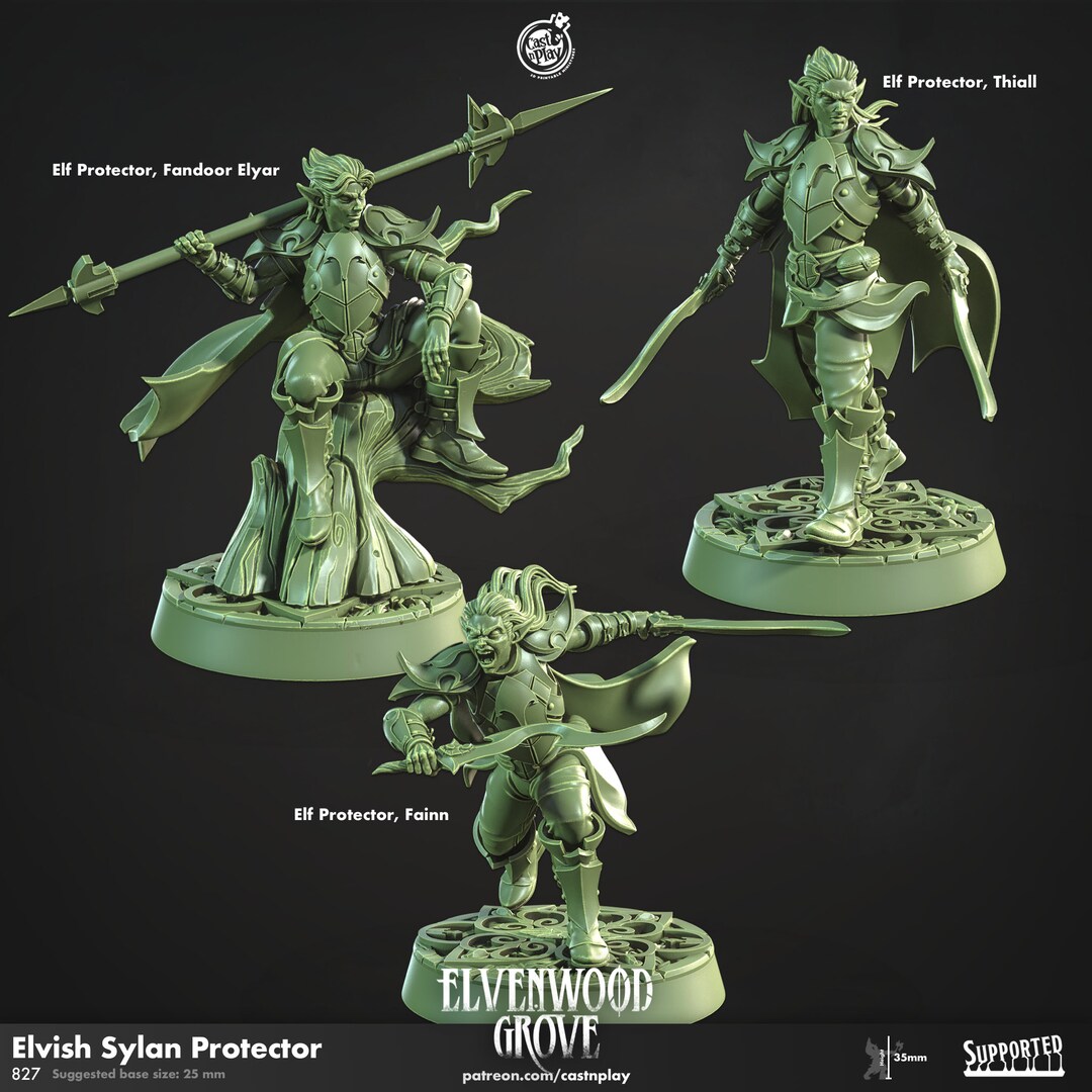 Elvish Sylan Protector- Multiple Poses - Dnd Miniatures 32mm 8K Resin ...