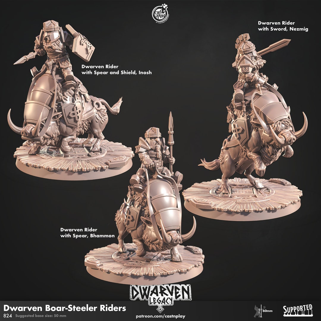 Dwarf Boar Rider - Dnd Miniatures 50mm 8K Resin Quality Prints ...