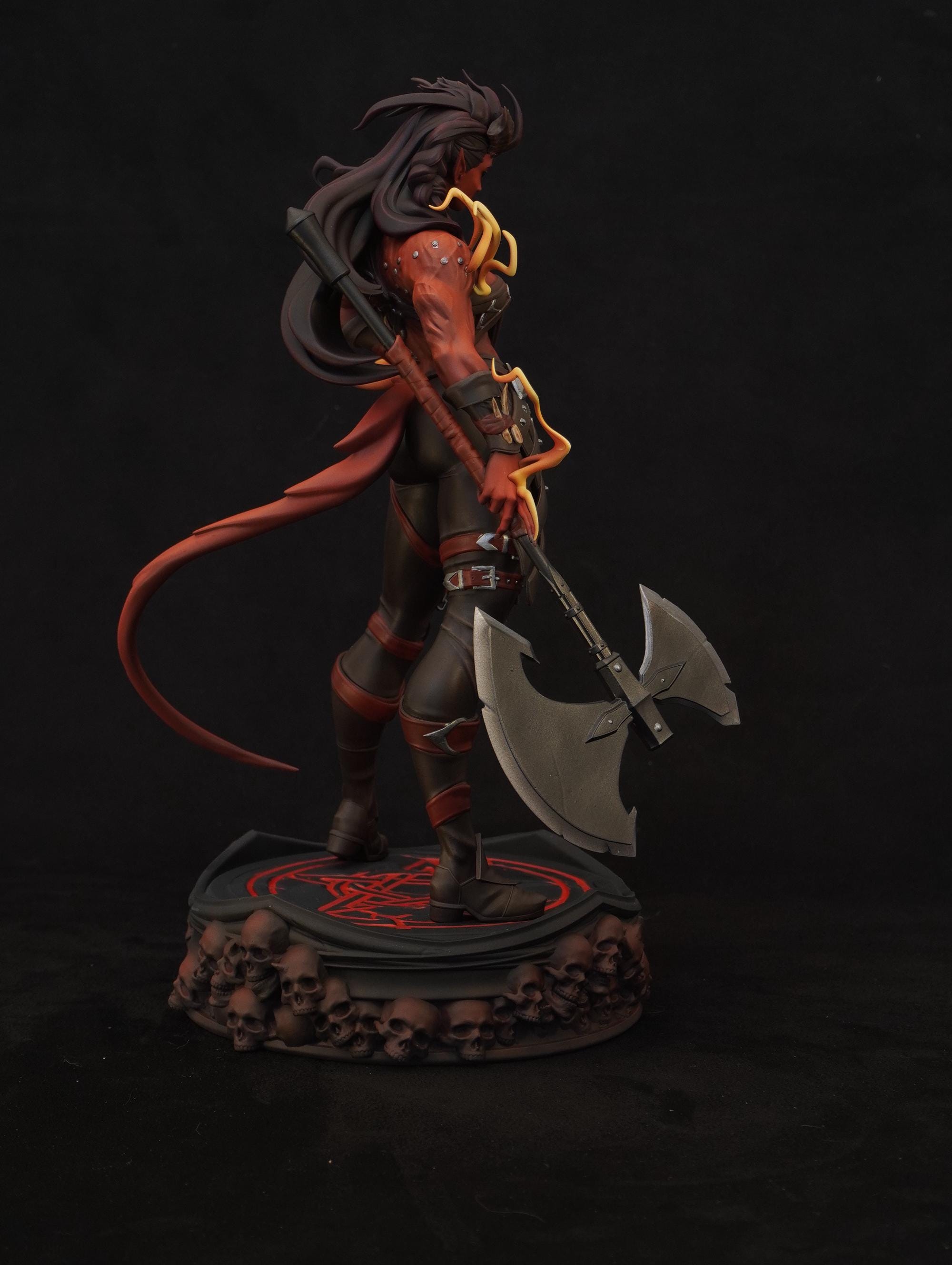 Karlach Resin Figure: Stylized Tiefling Barbarian - 11.4" Tall - Etsy