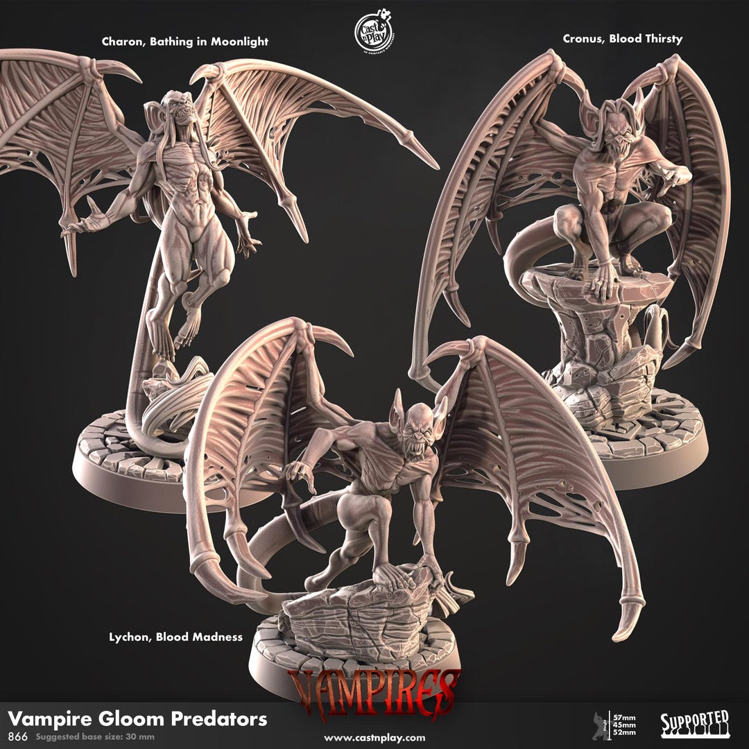 Vampire Gloom Predator - Multiple Poses - Dnd Miniatures 32mm 8K Resin ...